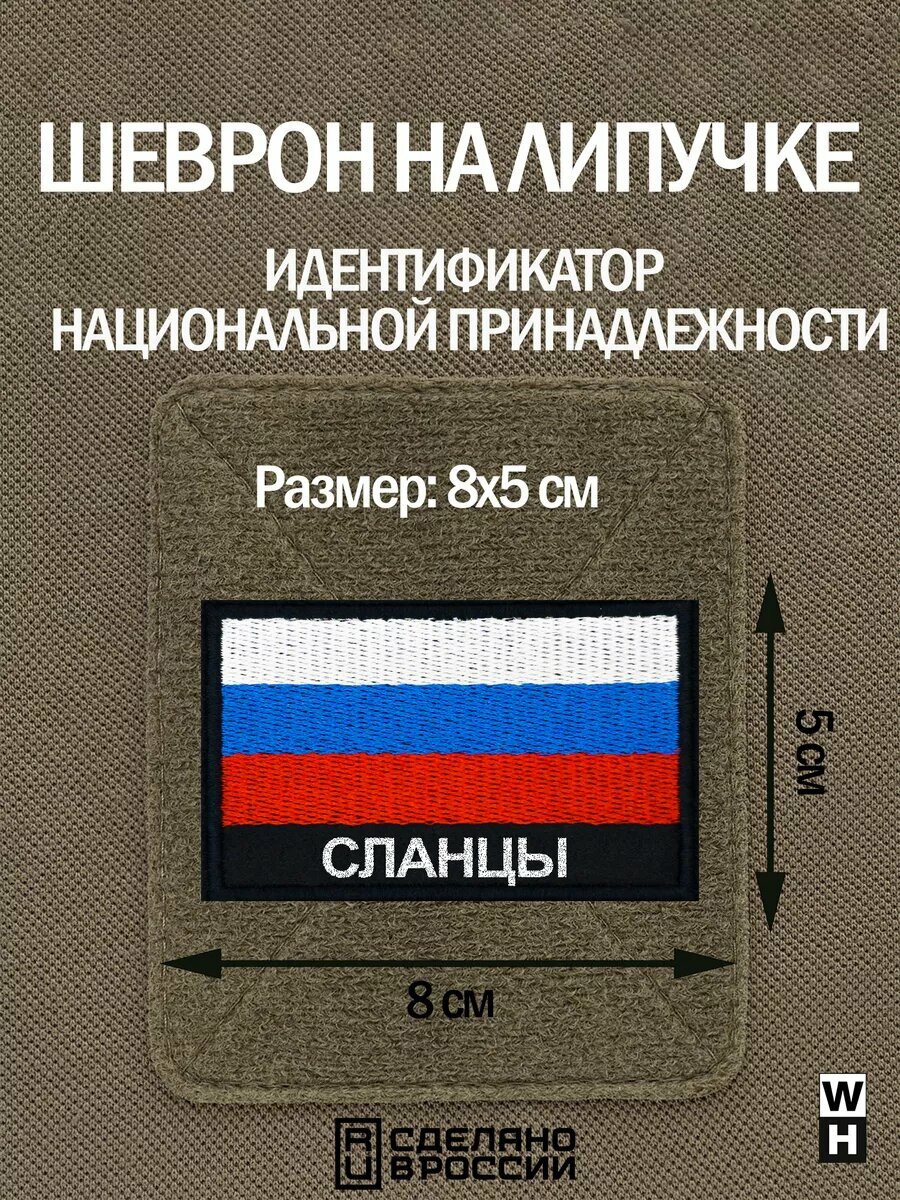 Шеврон Сланцы на липучке флаг России