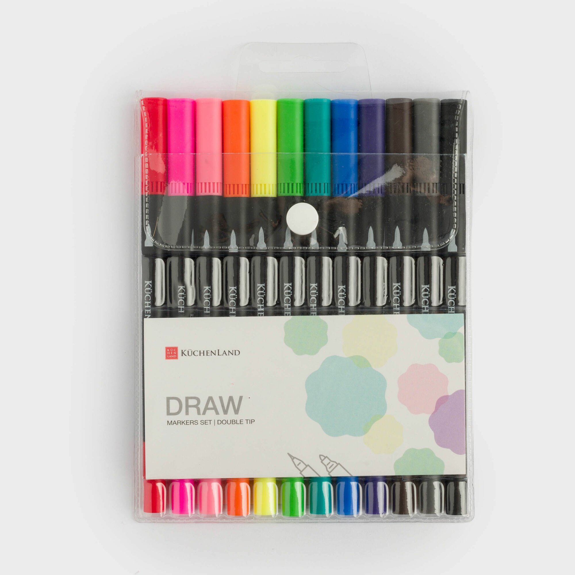 Набор маркеров, 12 шт, двойные, полипропилен, Draw, Kuchenland
