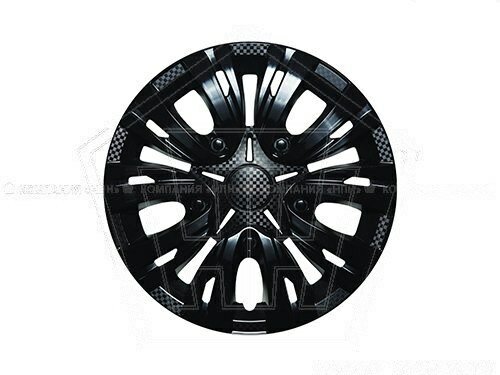 Колпаки декоративные (на пруж.) r-16 "лион" черный глянец, карбон (к-т 2 шт) (lw1635)