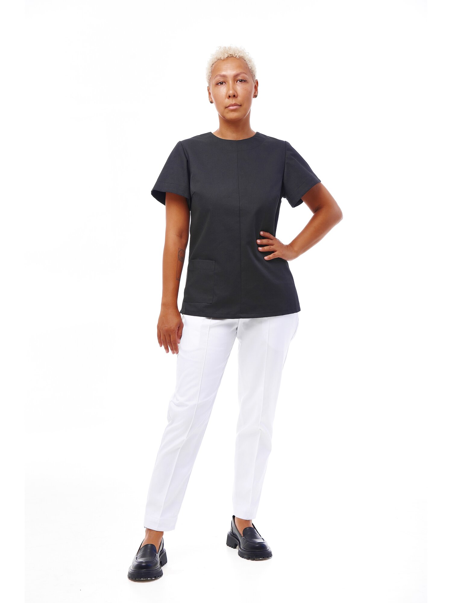 Блузка с карманом pANNdA Special, женское, медицинское, черный, размер S, длина рукава короткая