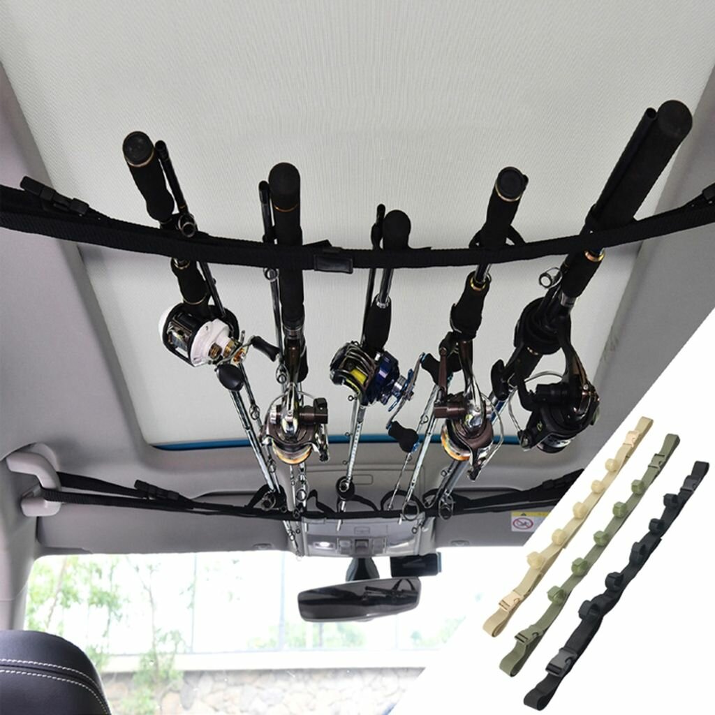 Автомобильный держатель удочки Luya, кронштейн для удочки, фиксируемый ремнями в автомобиле-Хаки