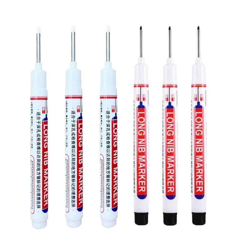 Маркеры для глубоких отверстий 6 шт, красный/черный/синий/белый/зеленый 3 white 3 black