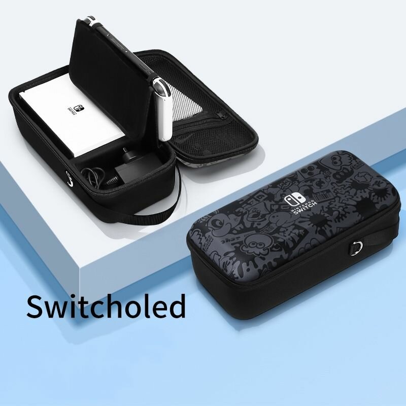 Защитный кейс противоударный + Nintendo Switch OLED с 4 колпачками для джойстика Коробка для хранения / кронштейном NS Полный комплект аксессуаров