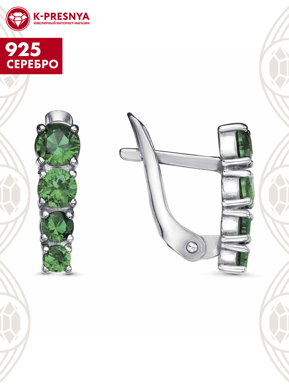 Серьги, шпинель синтетическая