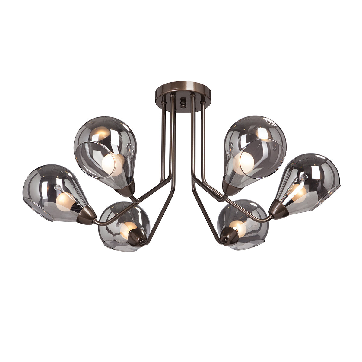 Люстра потолочная Vitaluce V4869-7/6PL , 6 ламп, E14 макс. 40Вт, 18 м2, цвет коньячная бронза. %Распродажа!%