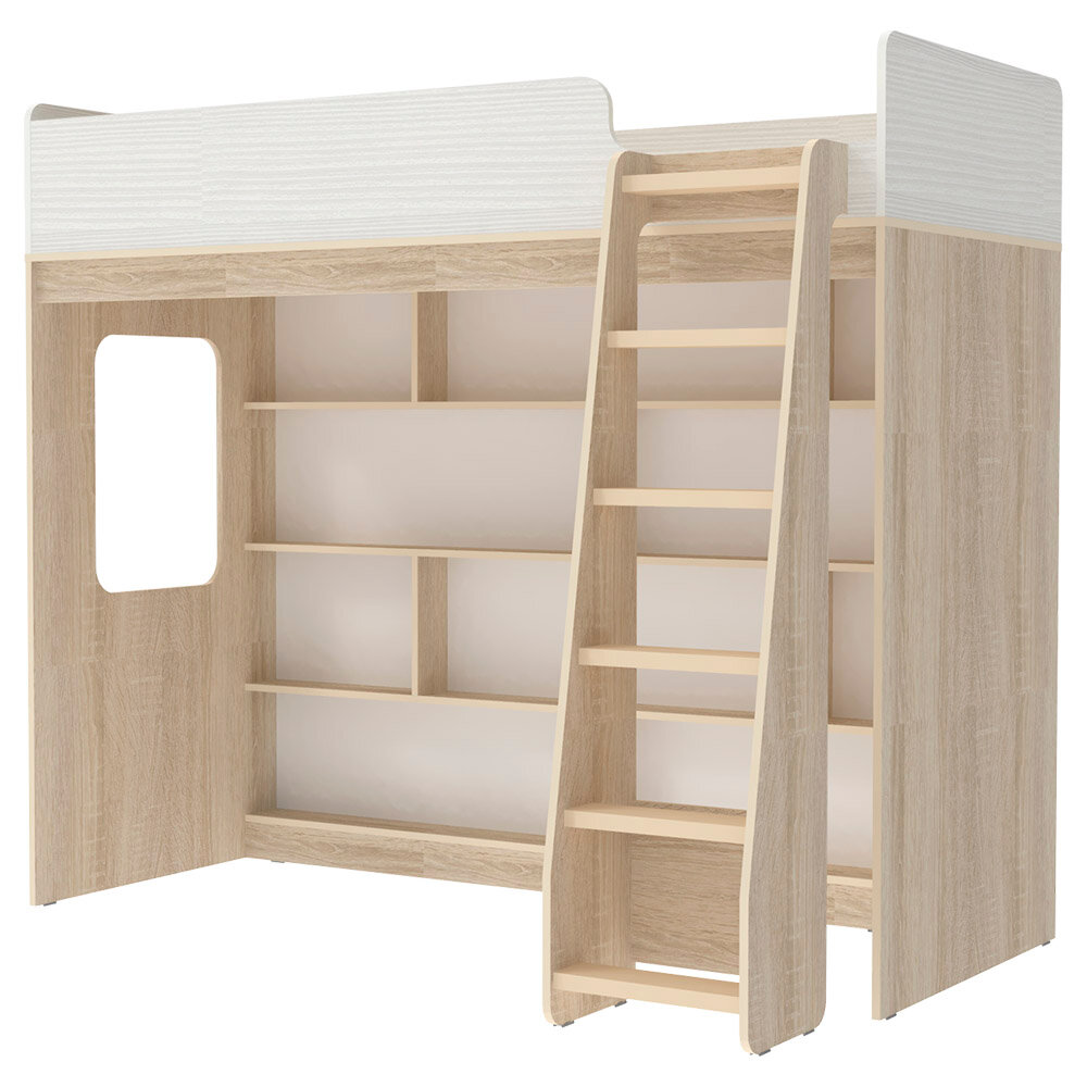 Кровать чердак Л-C601.2 75x175 Дуб Сонома Белое Дерево