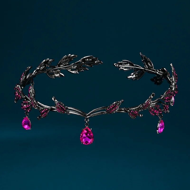 Бронзовая диадема с кристаллами George Black Розовый, Gun Black Rose