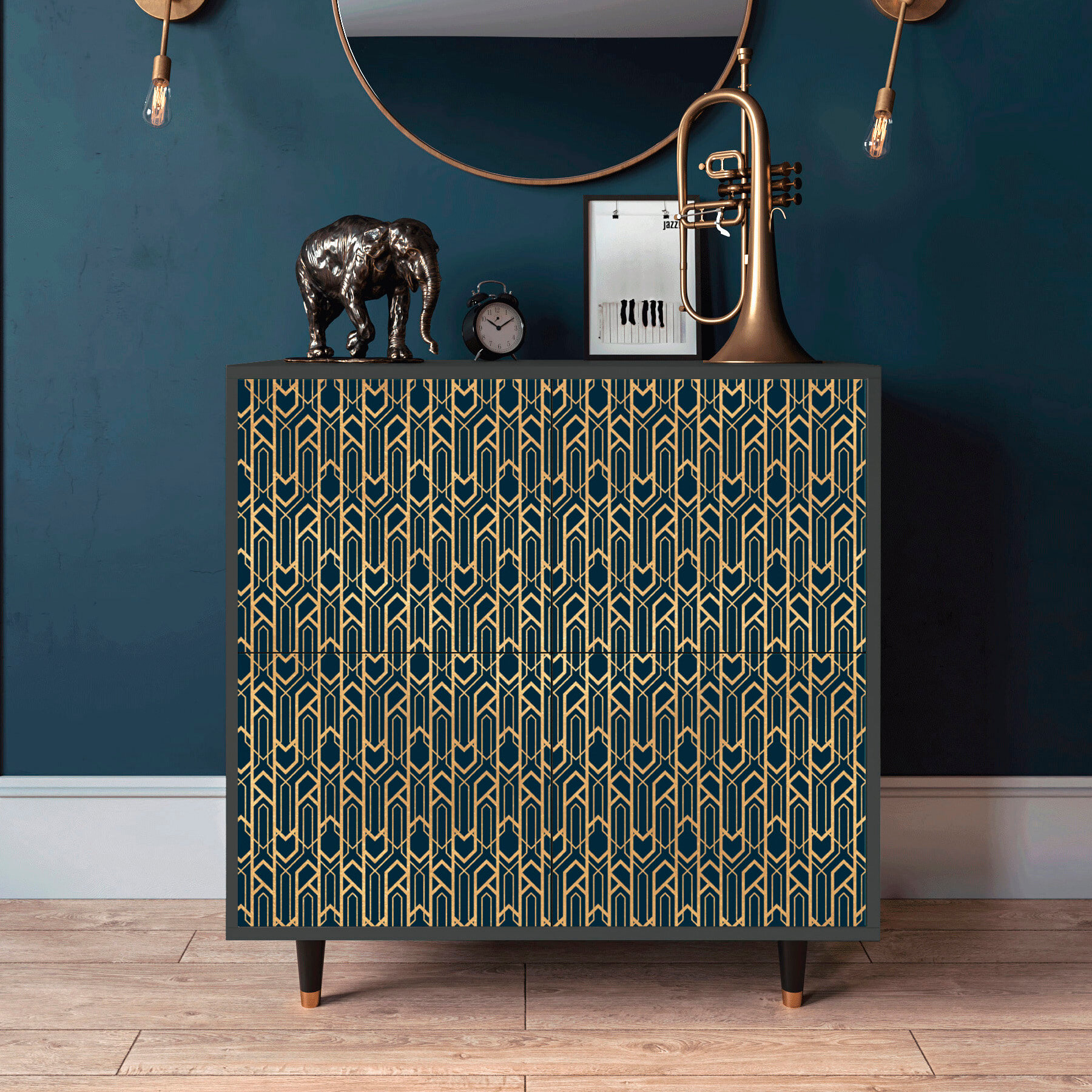 Комод - STORYZ - BS3 Golden Empire, Размер - 94 x 96 x 48 см, Цвет корпуса - Антрацит