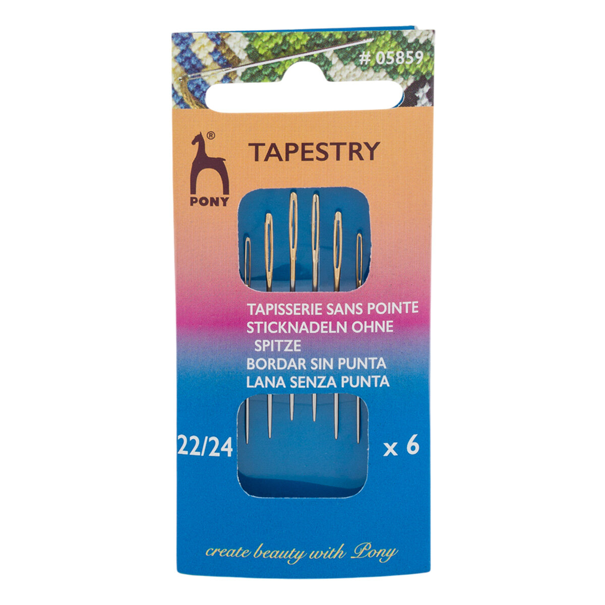 Иглы для вышивания гобеленовые с золотым ушком Tapestry №22-24, 6 шт, PONY 05859