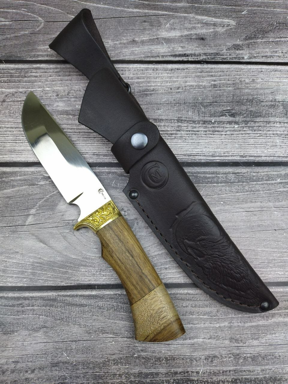 Нож Лорд, сталь 65х13, литье, рукоять ценные породы древесины, ножны из натуральной кожи, Официальный магазин производителя Мастерская Семина
