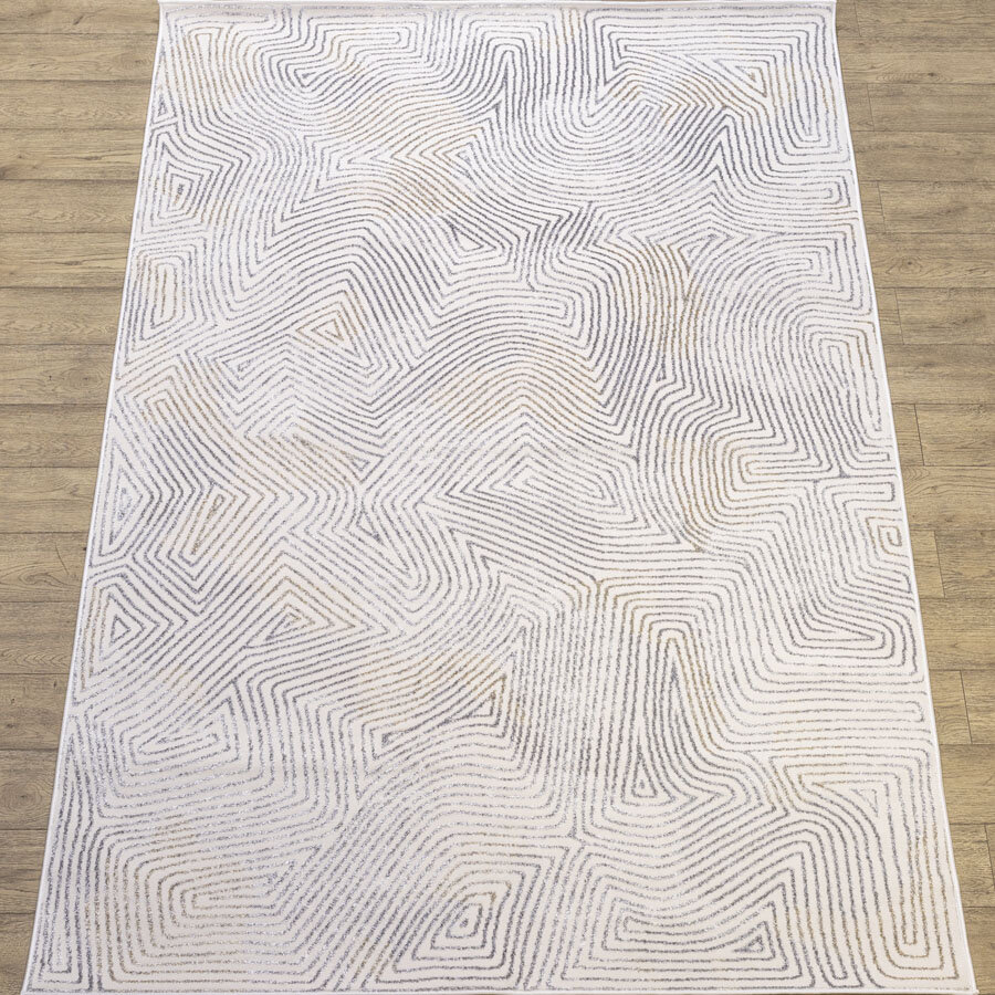 Ковер, Прямой, Бежевый, Серый, Золотисто-жёлтый, Современный, Абстрактный, на пол, в гостиную, спальню, в ассортименте (150 см. на 230 см.)