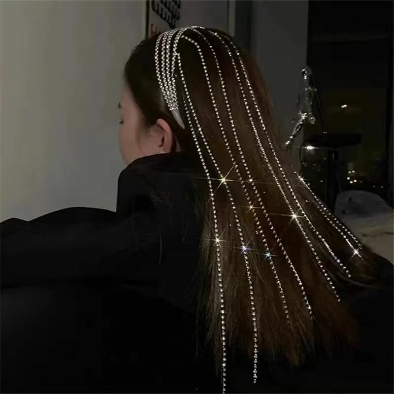 Ободок-обруч для волос женский с подвесками из страз (со стразами)