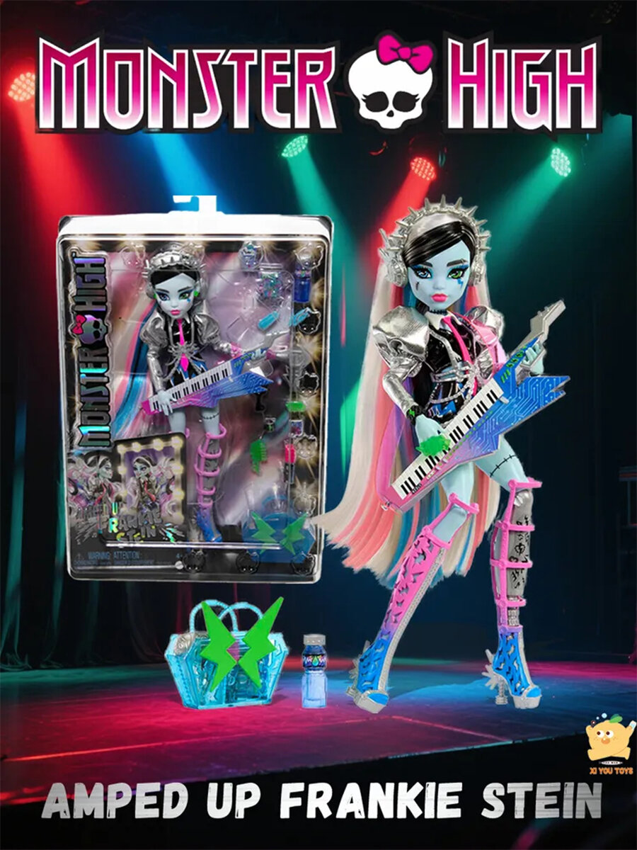 Mattel Monster High Amped Up Frankie Stein / Кукла Монстер Хай Фрэнки Стайн Рок-звезда С Инструментами И Аксессуарами