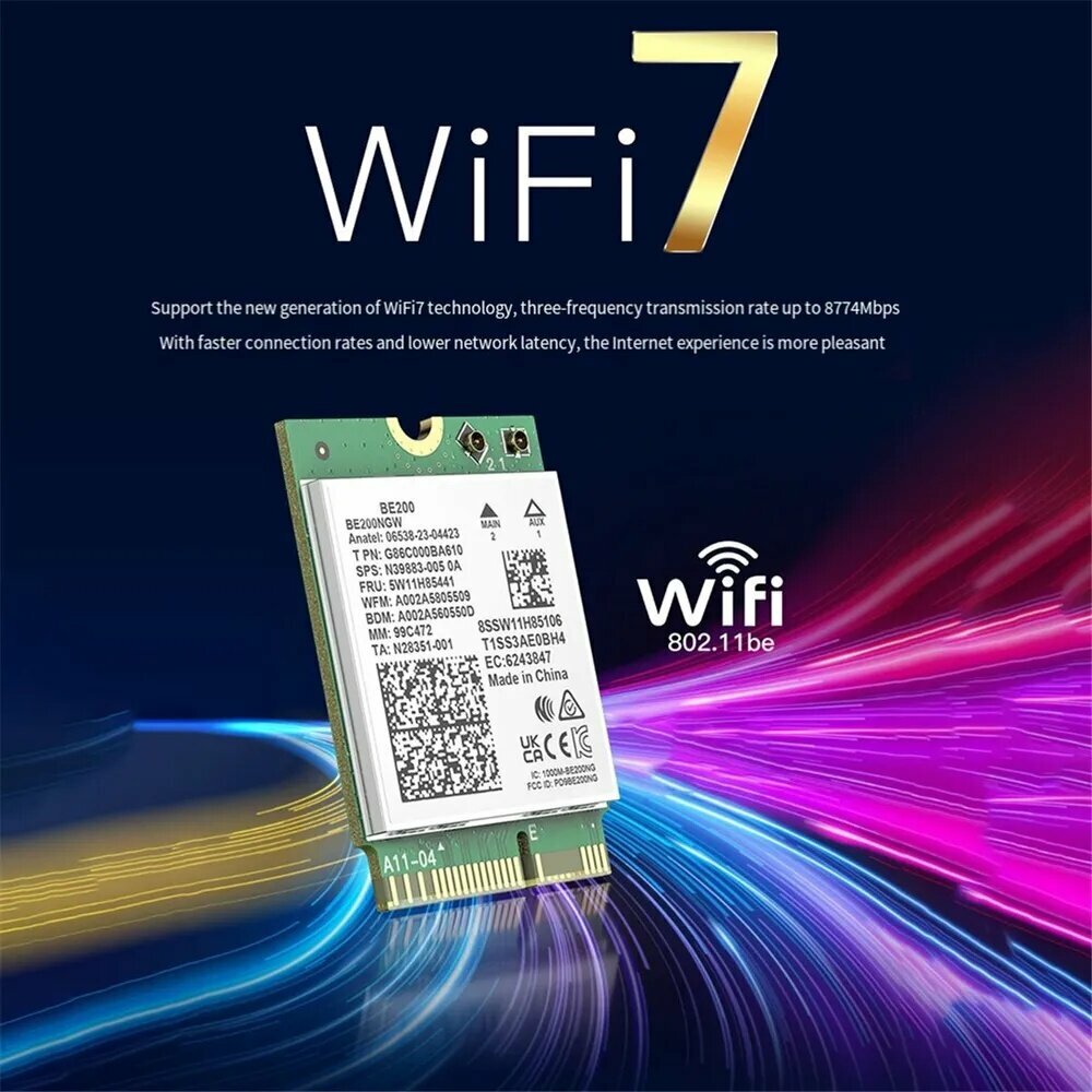 Сетевая карта BE200 WiFi7 8000 Мбит/с Wi-Fi адаптер Bluetooth 5.4 Tri Band