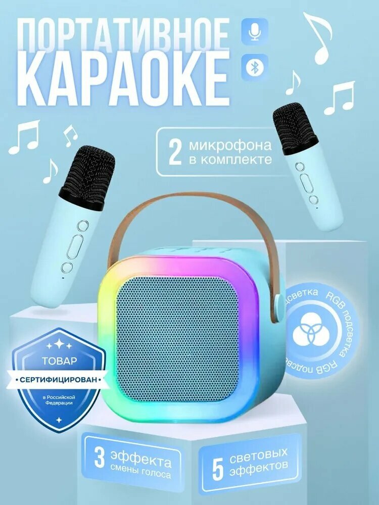 Колонка караоке с микрофонами подарок