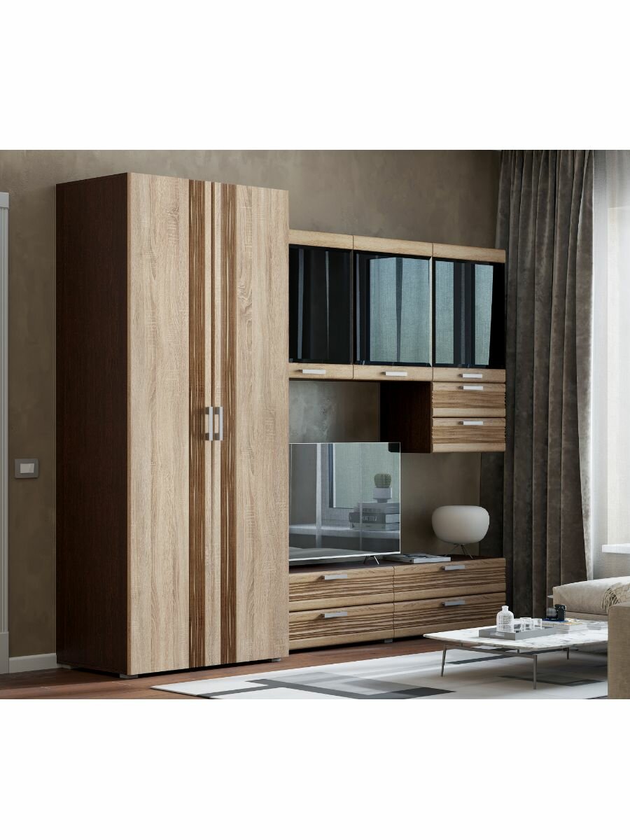 Гостиная Асти Вариант №5 2584х2150х542, Венге/Дуб сонома, МИФ