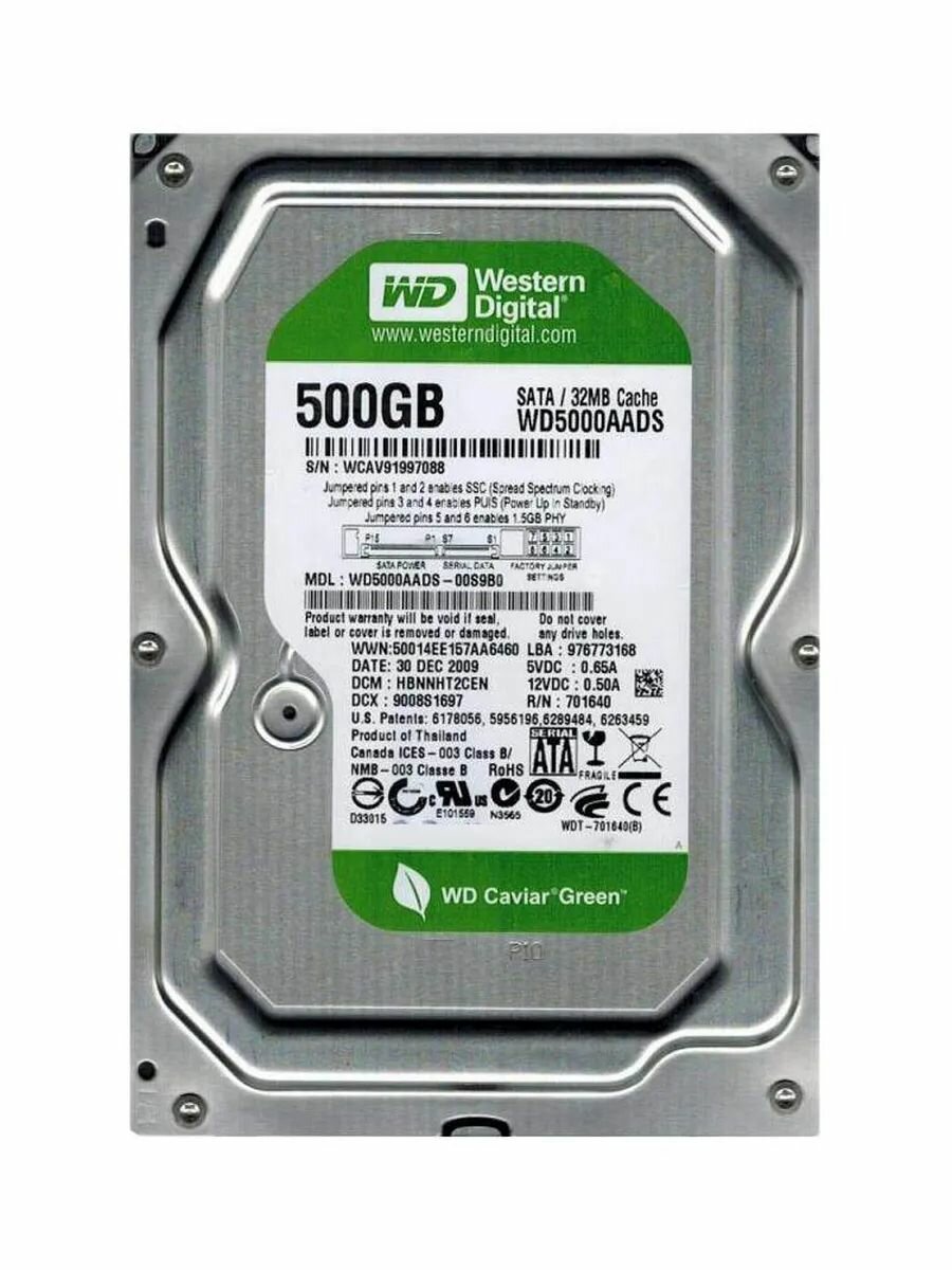 Western Digital 500 МБ Внутренний жесткий диск (WD5000AADS)