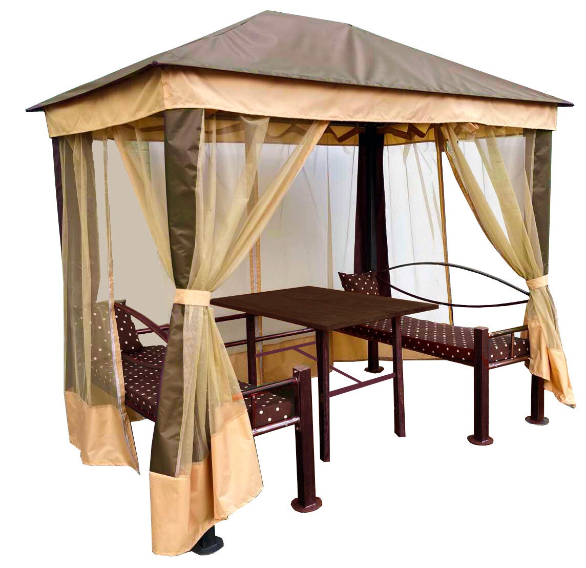 Шатер-беседка "Визит", москитная сетка, прямоугольный, 6 мест, металл