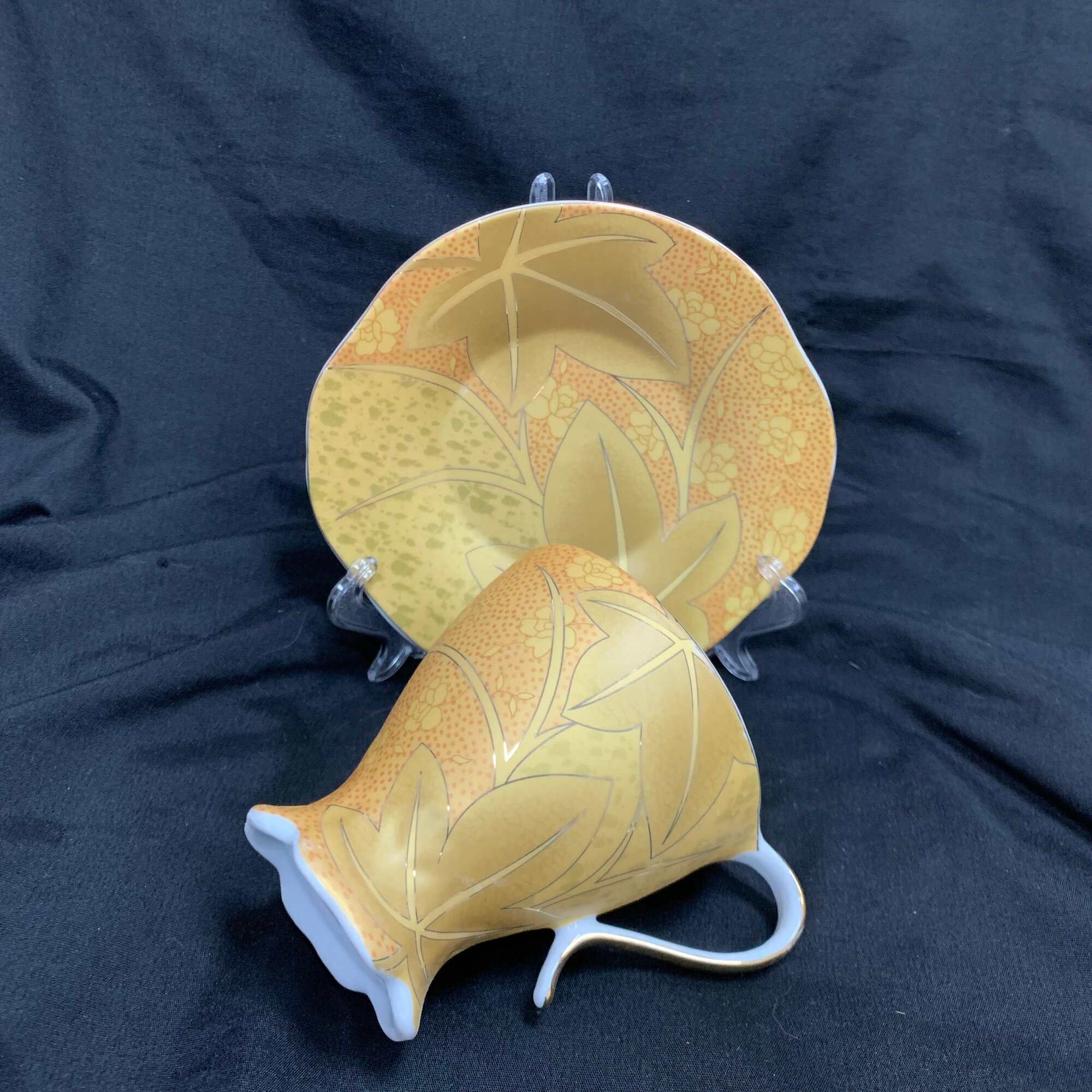 Фарфоровая чайная пара Старый Китай "Золотые Листья"