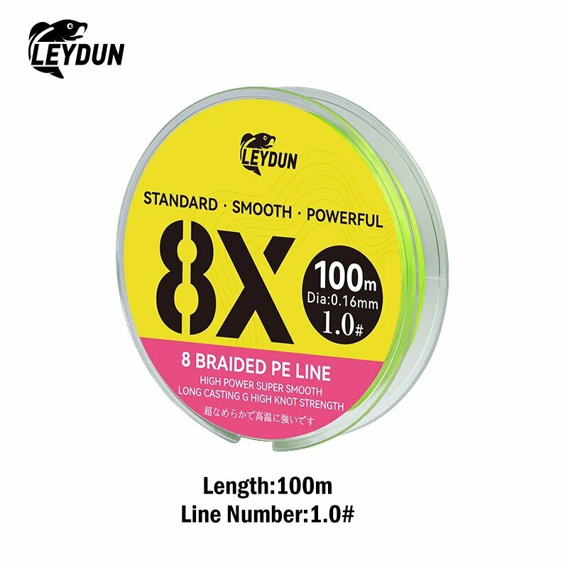 LEYDUN плетенная рыболовная леска 8X 100/150 м 100m 1.0-0.16 15.8lb