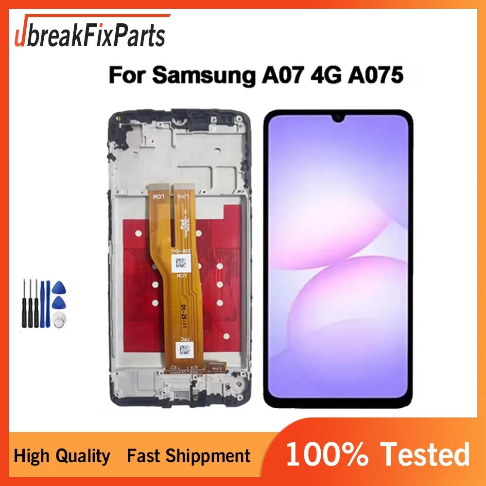 Замена дисплея для Samsung Galaxy A07 A075B A075F A075M SM-A075B/DS, сенсорный экран, дигитайзер, рамка