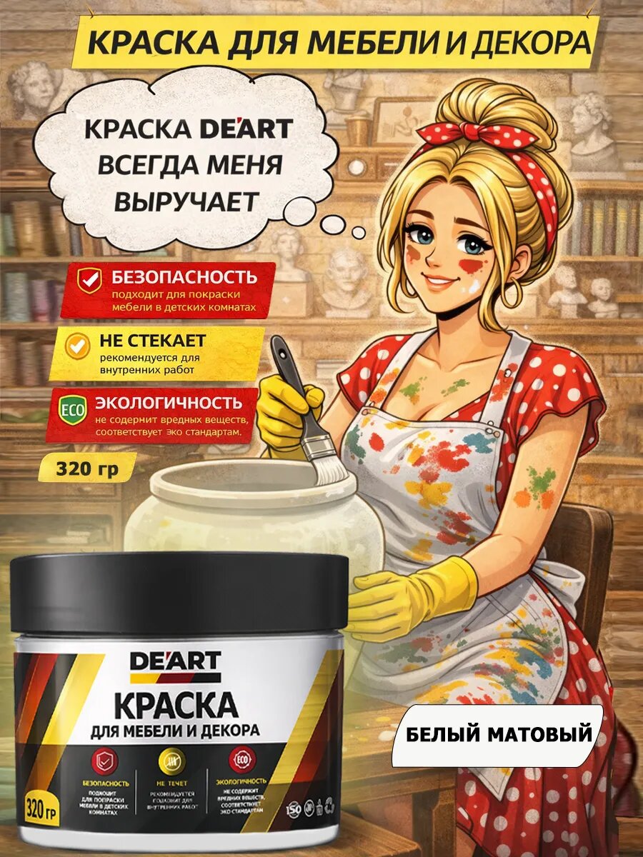 Краска для мебели меловая белая матовая