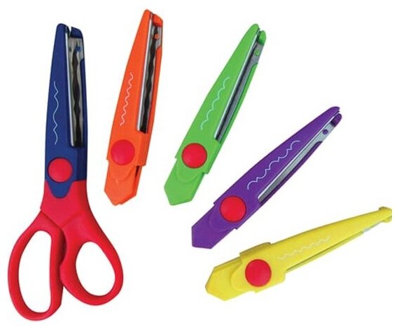 Ножницы Остров Сокровищ , 165 мм, 5 сменных фигурных лезвий, в блистере