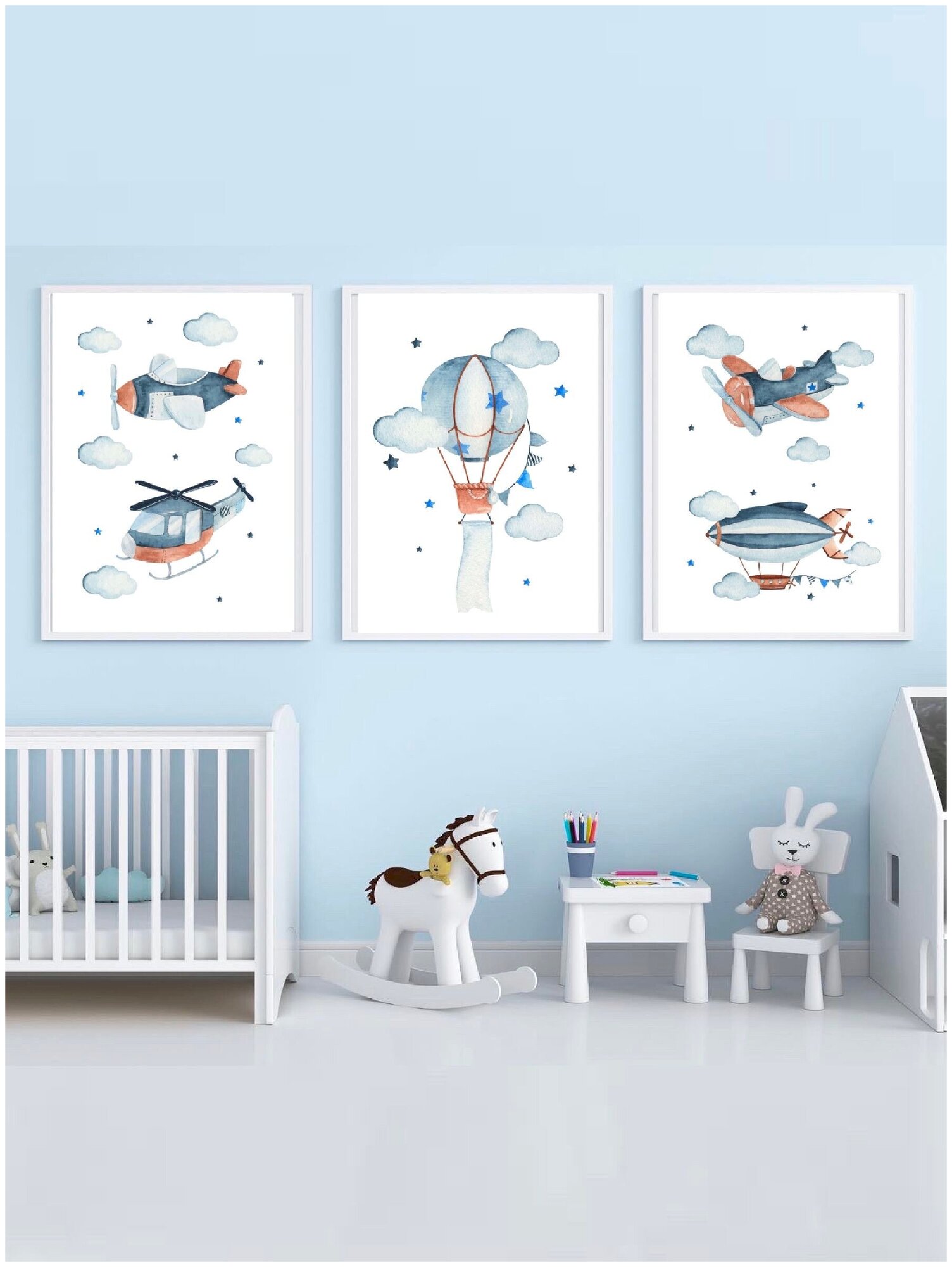Постеры плакаты на стену детские 30/40 см, постеры для мальчика сына для детей, постеры картины в детскую с самолетами вертолетами, декор для детской