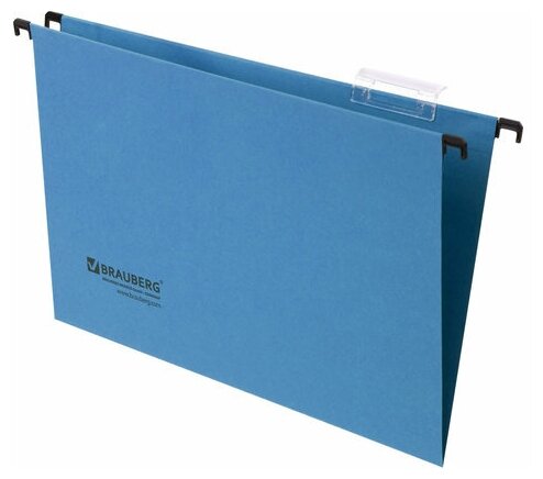 Подвесные папки А4/Foolscap (406х245 мм), до 80 листов, комплект 10 шт, синие, картон, BRAUBERG (Италия), 231793