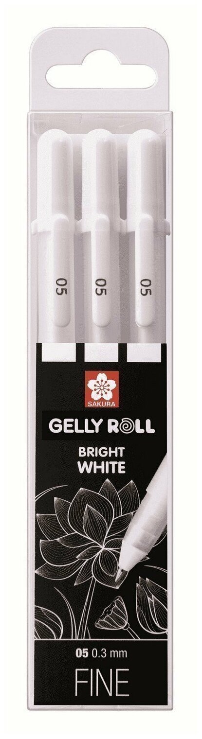 Набор гелевых ручек Gelly Roll белый 3шт, тонкий стержень 05