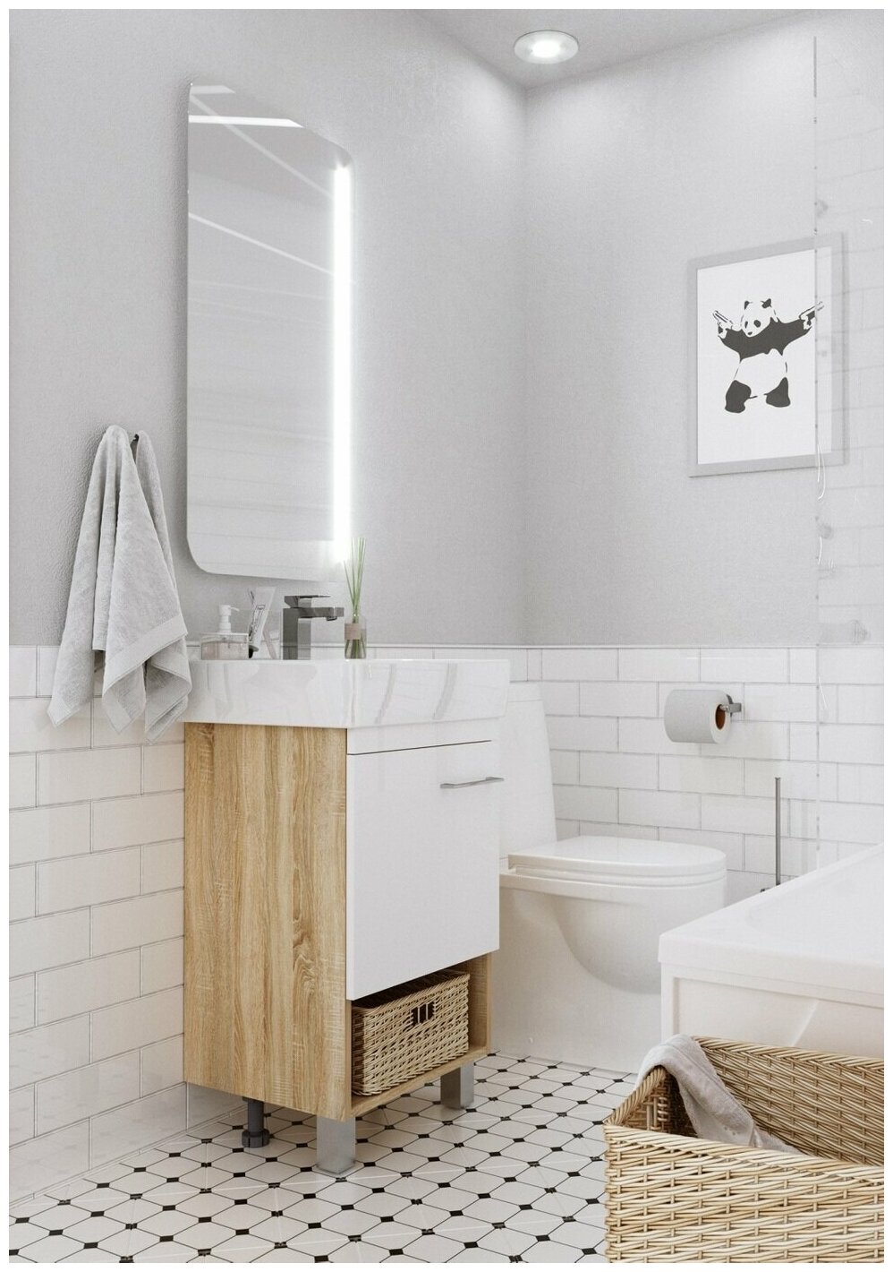 Зеркало подвесное 50х90 см прямоугольное с подсветкой Tera 1Marka У83227