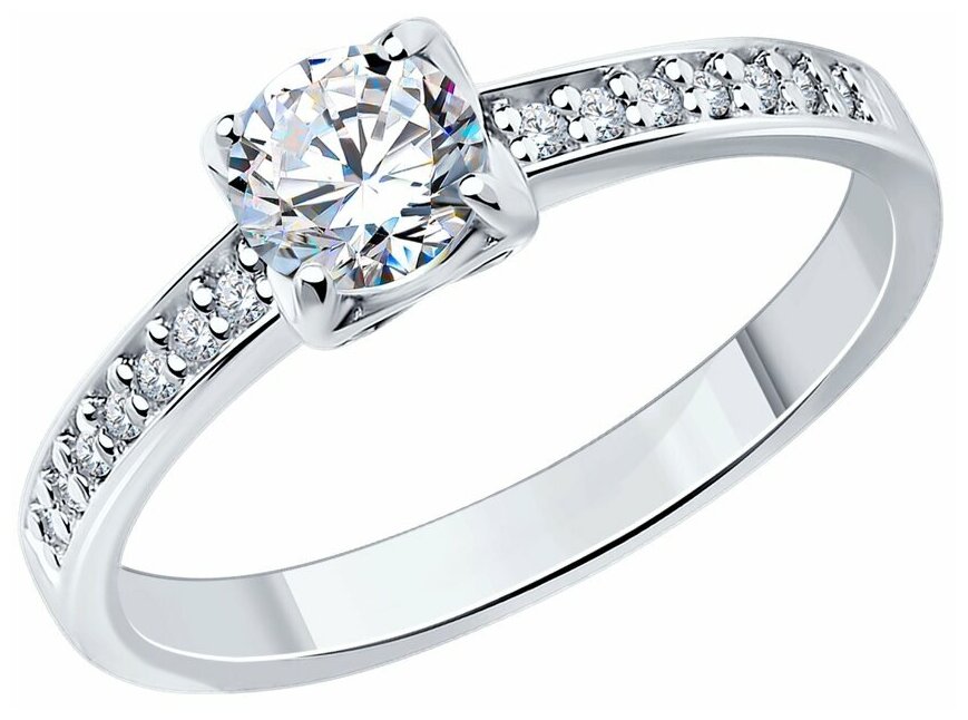 Кольцо, серебро, 925 проба, родирование, фианит