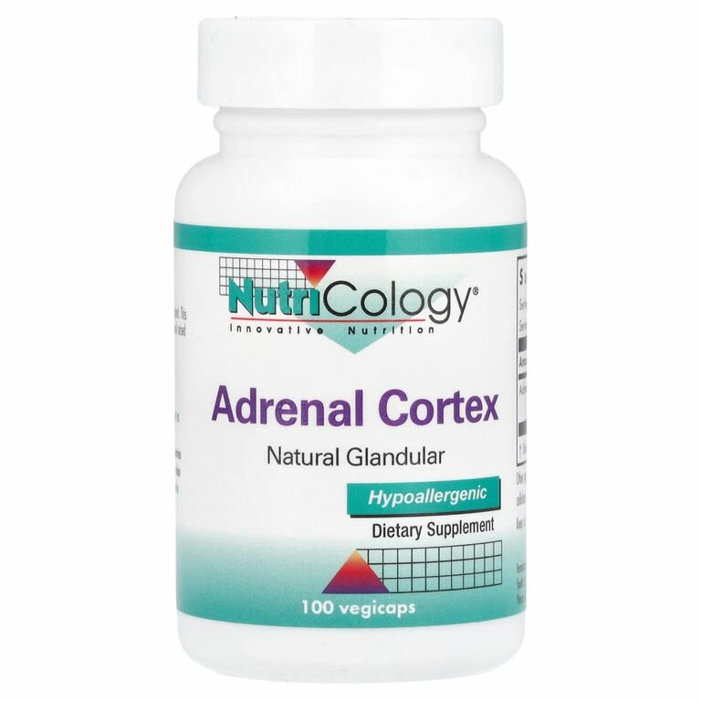 Nutricology, Adrenal Cortex, вытяжка из коры надпочечной железы, 100 капсул