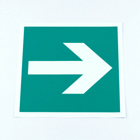 Знак "Направление эвакуации", комплект 5 штук, 200х200 мм, фотолюминесцентный, пленка, E02-01, Е02-01