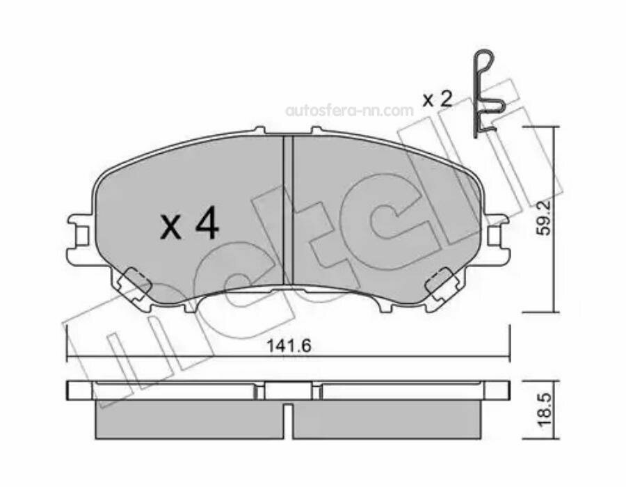 METELLI 2210100 колодки дисковые передние!\ Nissan Qashqai 1.6/2.0/1.5dCi/1.6dCi 13>