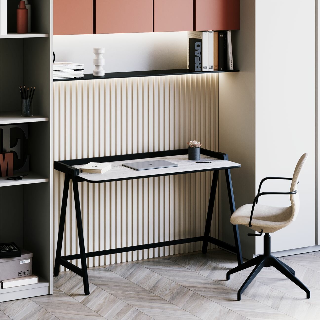 Стол компьютерный, игровой, геймерский, письменный Альфа, 120х60 см, Белый бетон пайн