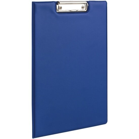 Папка-планшет Офисмаг , А4 (340х240 мм), с прижимом и крышкой, картон/ПВХ, россия, синяя, 225983