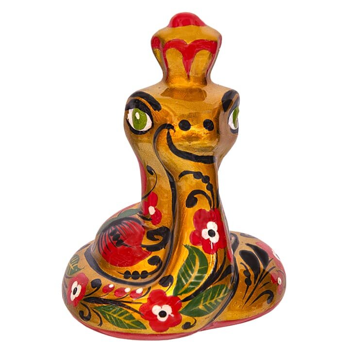 Фигурка подарочная керамическая хохломской узор Змея 6 х 3 см