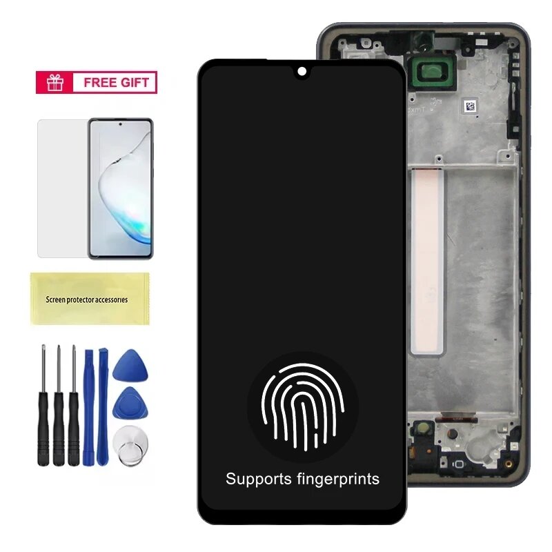 Экран Amoled для Samsung Galaxy A33 5G A336 A336B A336E ЖК-дисплей цифровой сенсорный экран с рамкой для Samsung A33 5G AMOLED With Frame