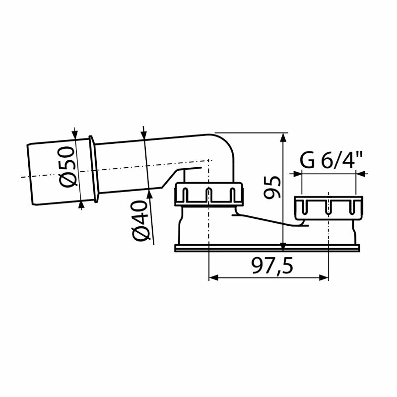 Гидрозатвор Alcadrain Black ванны низкий (A532-DN50) A532-DN50