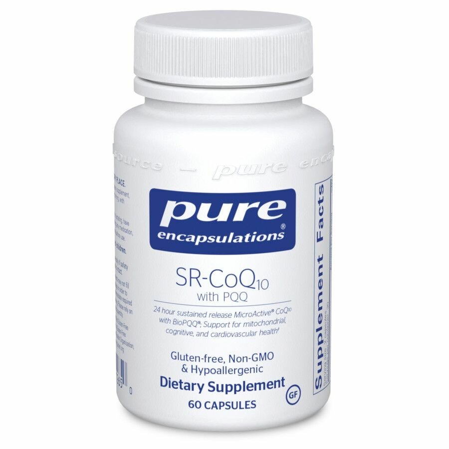 Pure Encapsulations, SR-CoQ10 с PQQ, Коэнзим Q10 + PQQ, 60 капсул