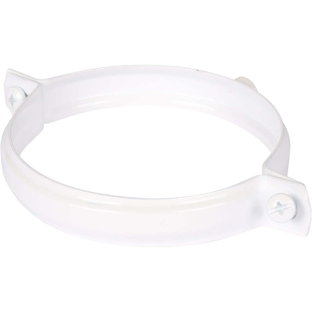 Rommer Хомут для крепления дымохода к стене D 100 со шпилькой, белый.