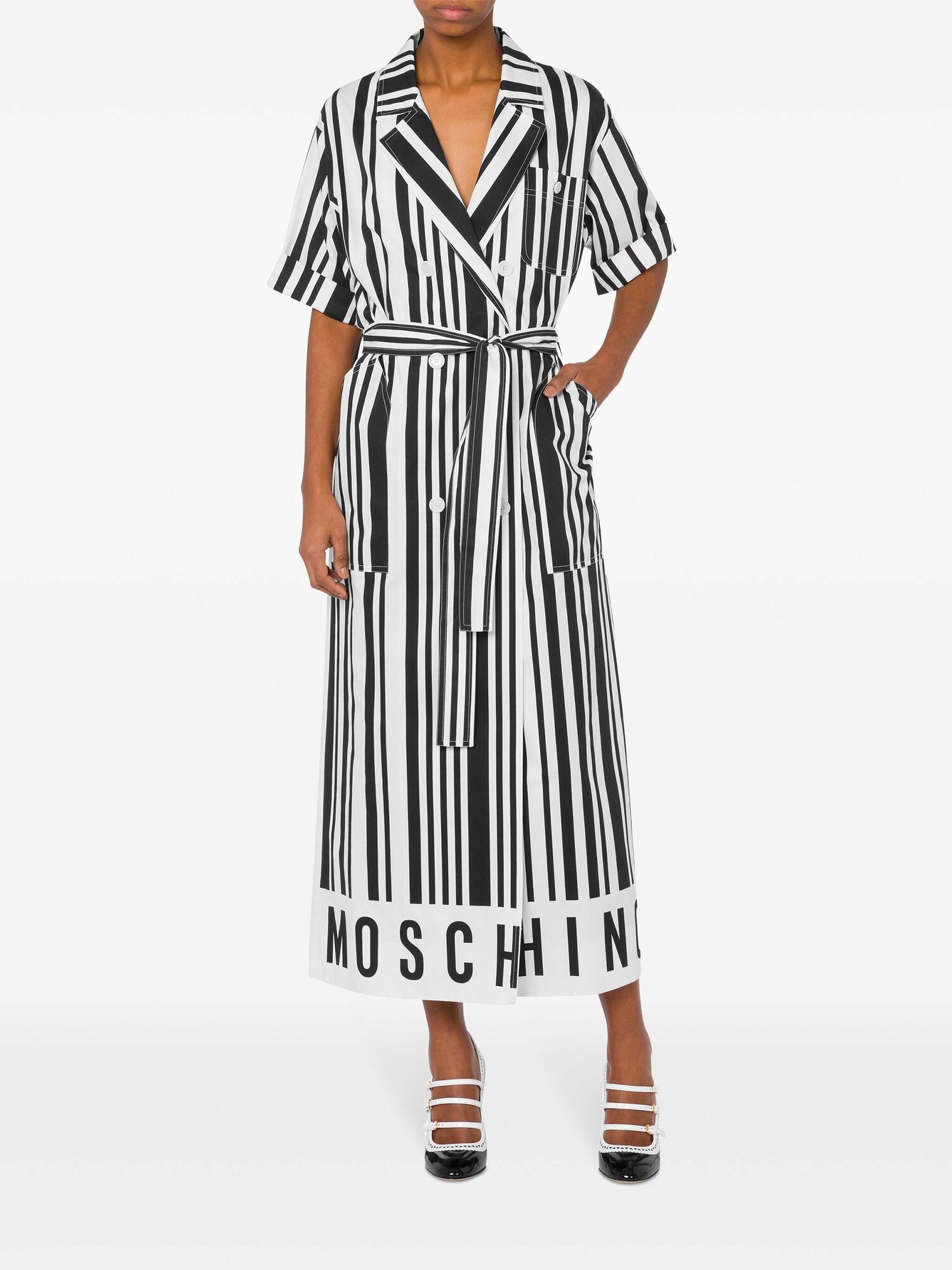 Платье MOSCHINO, размер 42, бежевый/белый — фото 1