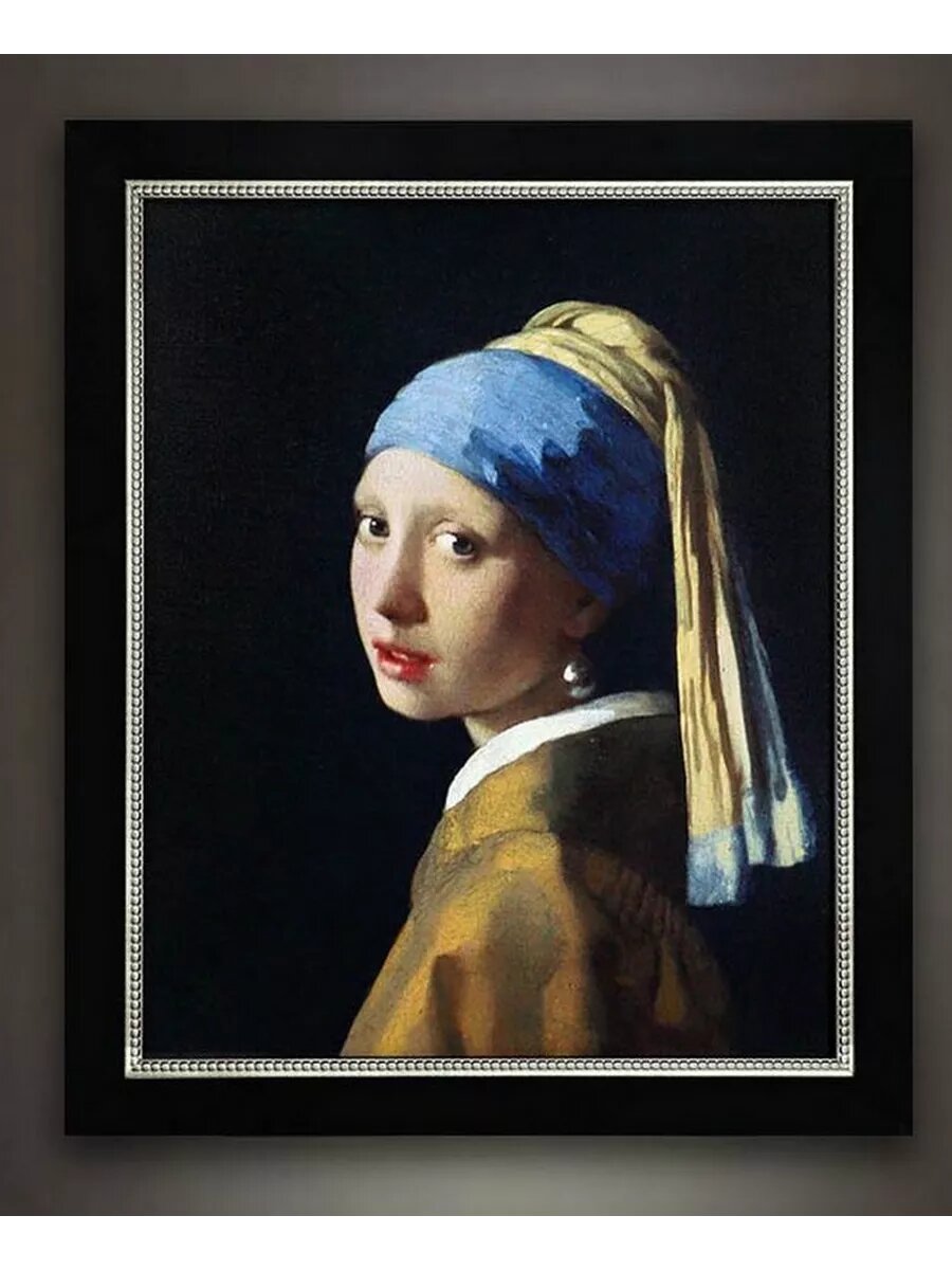 Картина на стену в раме Девушка с жемчужной серёжкой Вермеер