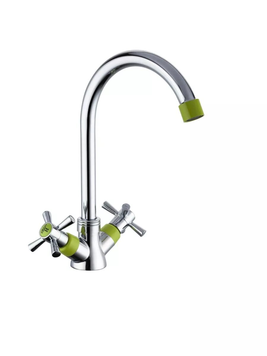 Смеситель Frud R49118-6, для кухни, поворотный, вентильный, зеленый