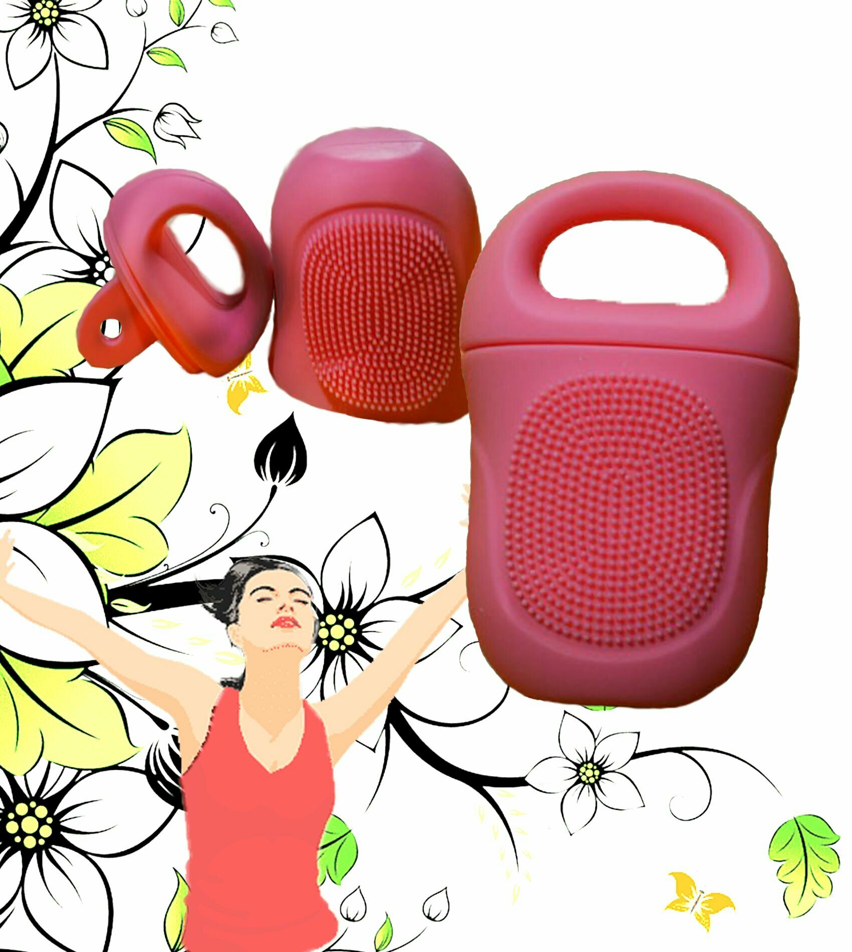 Массажер для лица "от морщин и отеков", силикон, розовый, светло-розовый