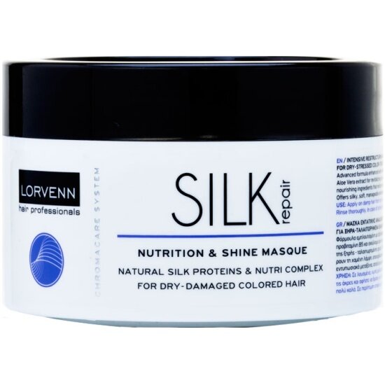 Маска для поврежденных окрашенных волос Lorvenn Silk Repair с протеинами шелка, 500 мл