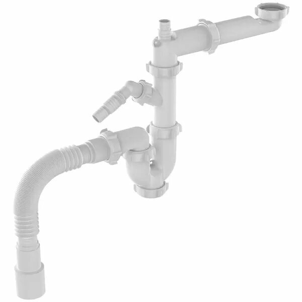 Сифон для мойки поворотный Equation 40 мм без выпуска 2 отвода