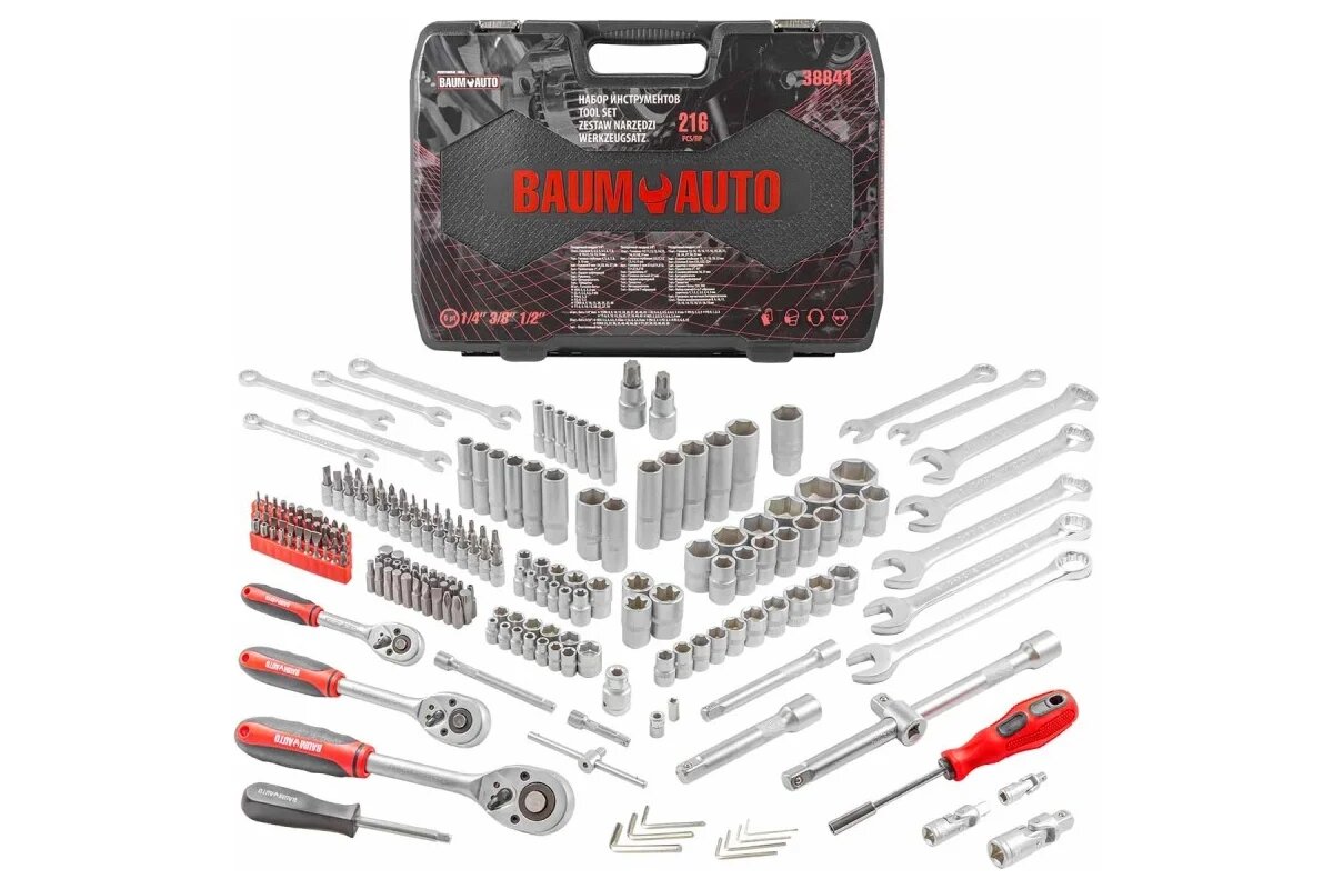 BaumAuto Набор инструментов 216пр. 1/4", 3/8", 1/2" (6гр.) BM-38841(51659)