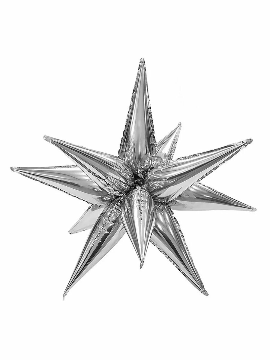 Звезда Составная Серебро в упаковке, фольгированный шар (26"/66 см ) 1 шт. / AGURA, Россия